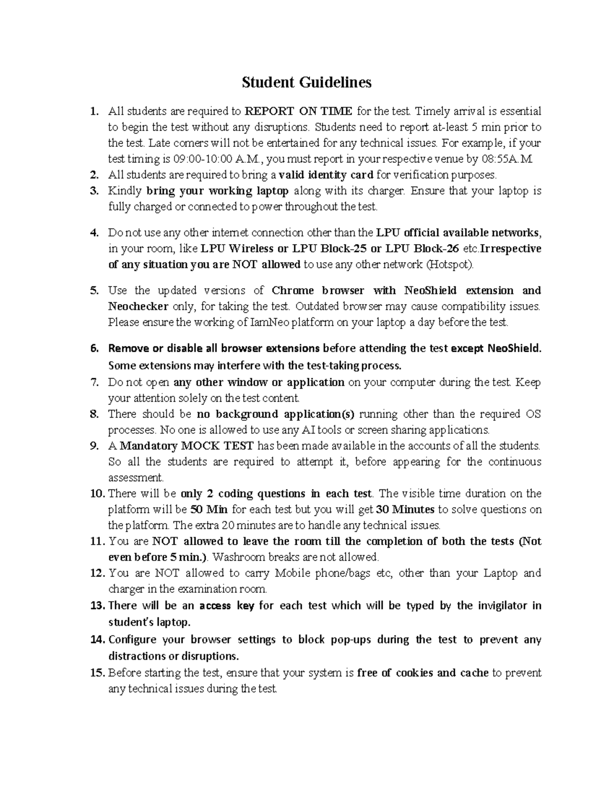 Student Guidelines CBT2 - Student Guidelines All students are required ...