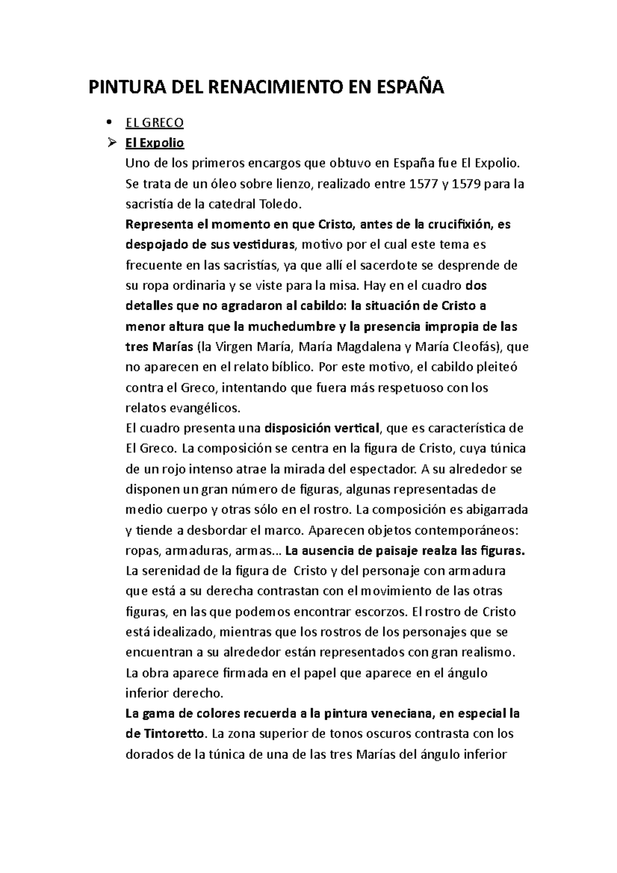 Pintura DEL Renacimiento EN España - PINTURA DEL RENACIMIENTO EN ESPAÑA EL GRECO El Expolio Uno ...