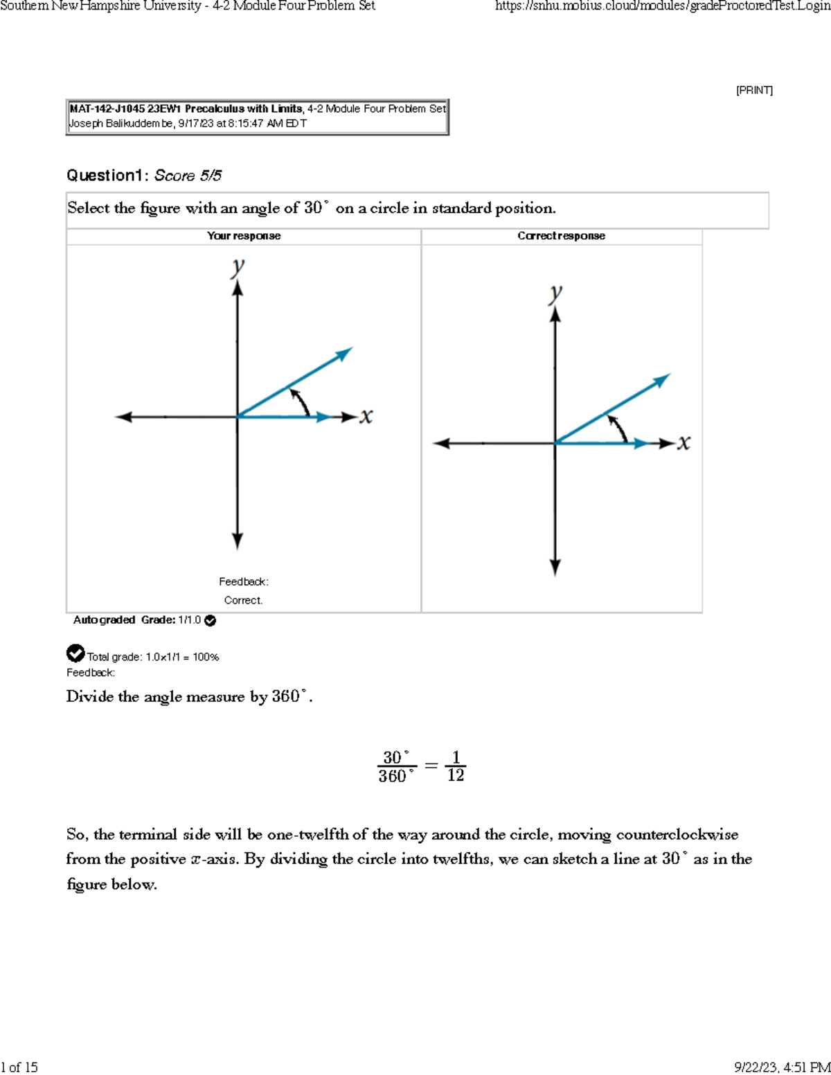 Mat140 - module3 - [PRINT] MAT-142-J1045 23EW1 Precalculus with Limits, 4-2 Module Four Problem ...