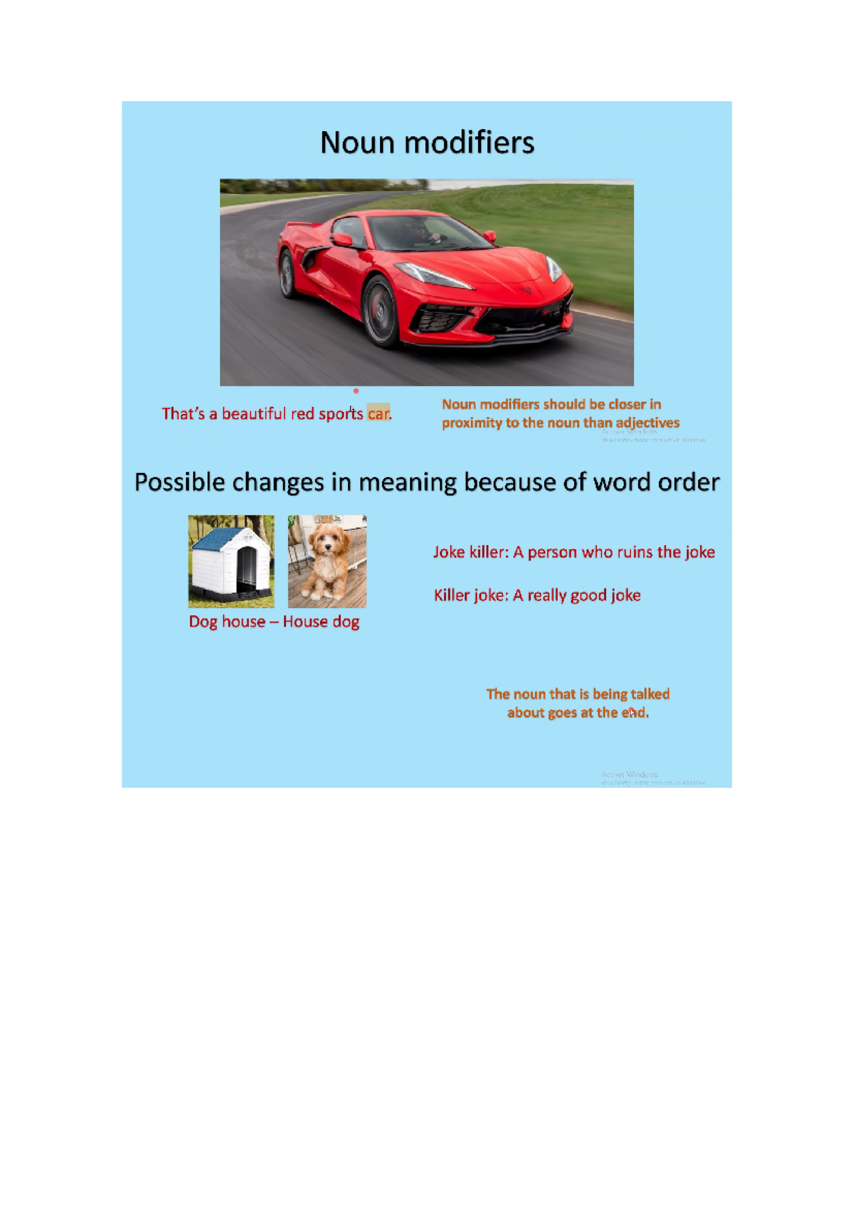 Noun Modifiers 12-06-24 - Noun modifiers Noun modifiers should be ...