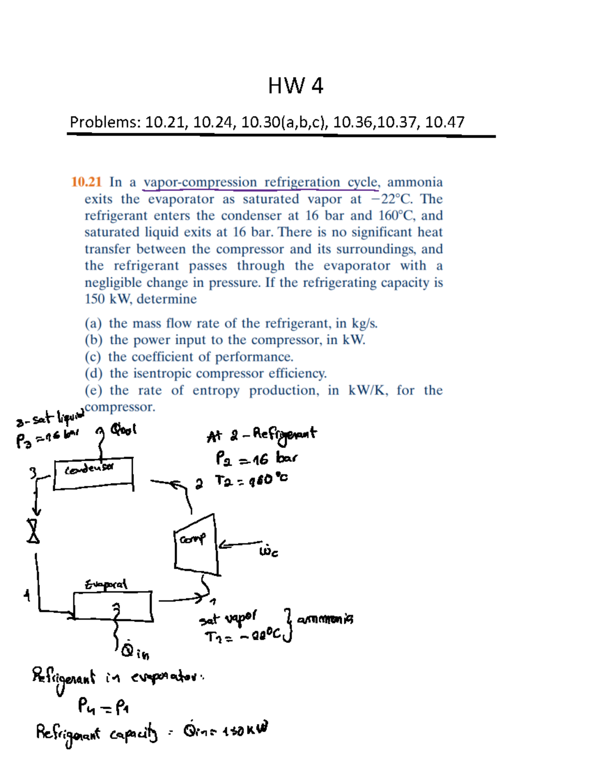HW4 solving - Thermal design practice materials - HW 4 Problems: 10, 10, 10(a,b,c), 10,10, 10. p ...