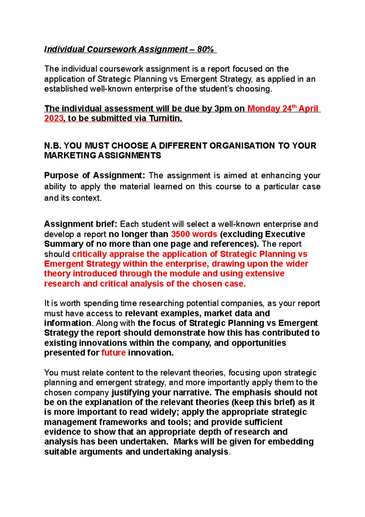 Individual Coursework Assignment Strategy 2023 1 Individual Coursework Assignment 80 The individual-coursework-assignment-strategy-2023-1-individual-coursework-assignment-80-the