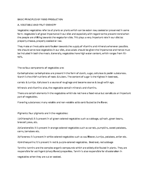 Introduction to Basic Food Production - Food is essential for every ...