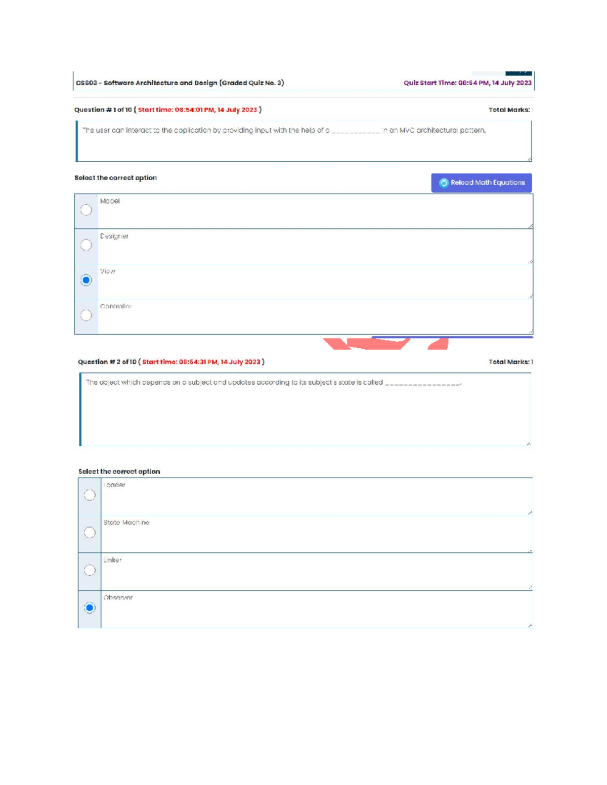 Cs 603 Quiz 3 Solution by Lucky - CS603 Software Architecture and Design (Graded Quiz No. 3 ...