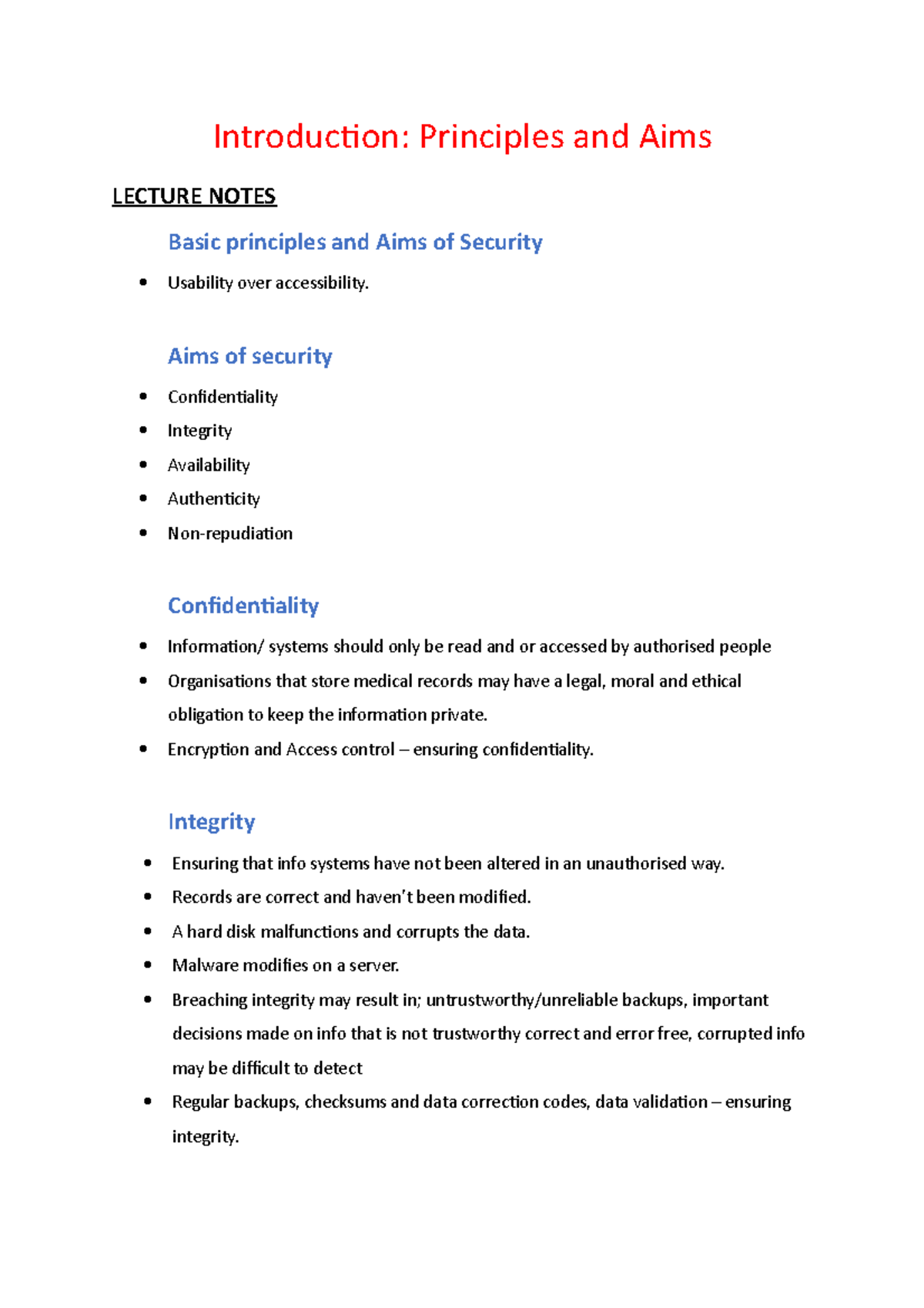 Lecture 1 - Introduction; Principles and Aims - Introduction ...