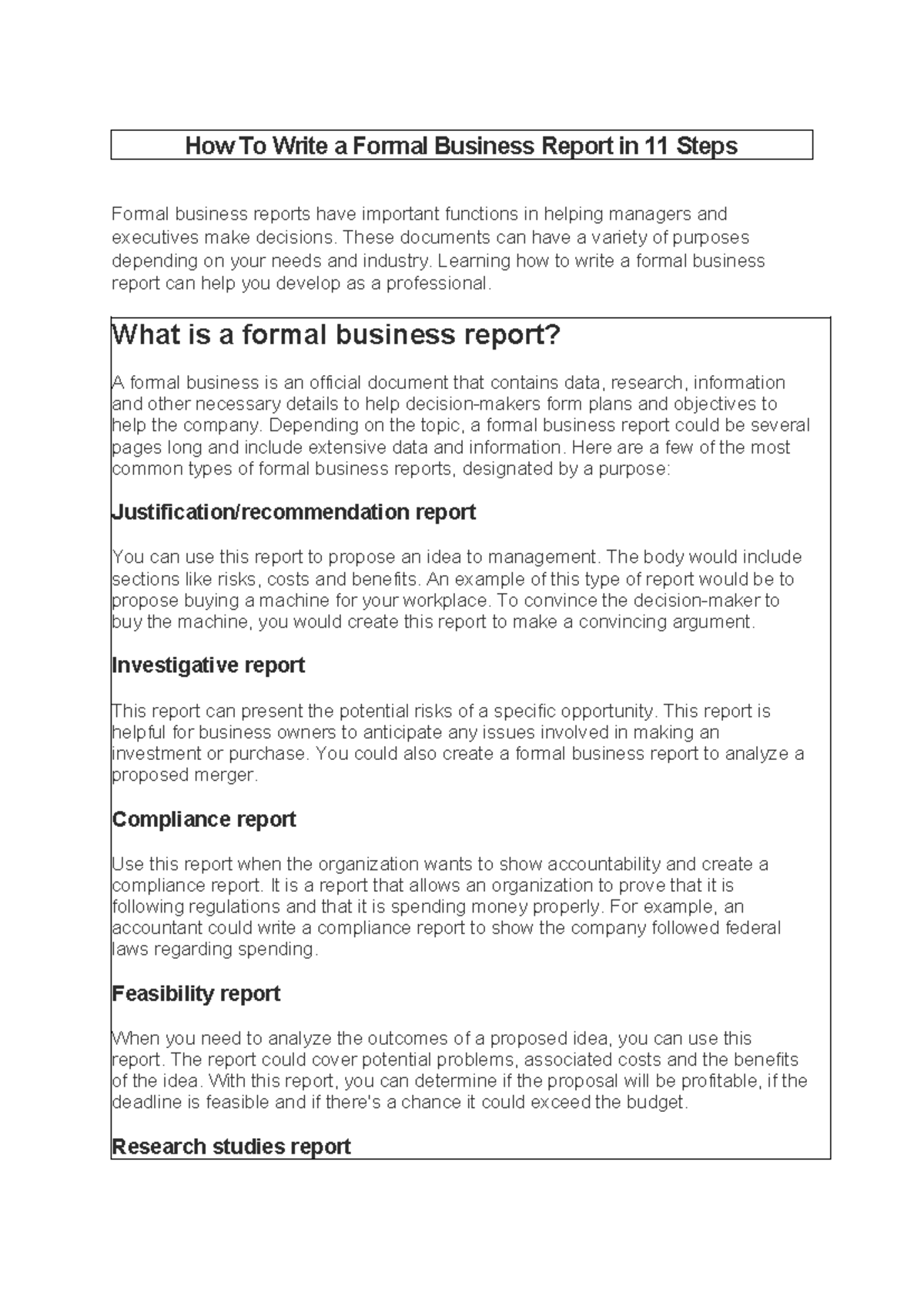 7.1. Formal Business Report Writing - How To Write a Formal Business Report in 11 Steps Formal ...