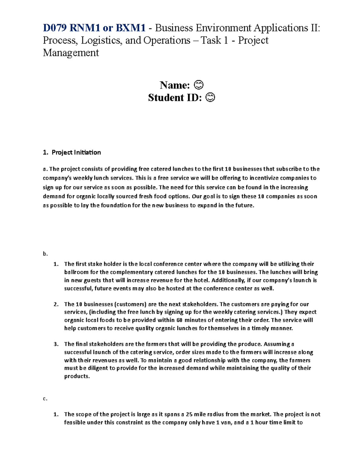 D079 Task1 - pass - D079 RNM1 or BXM1 - Business Environment ...