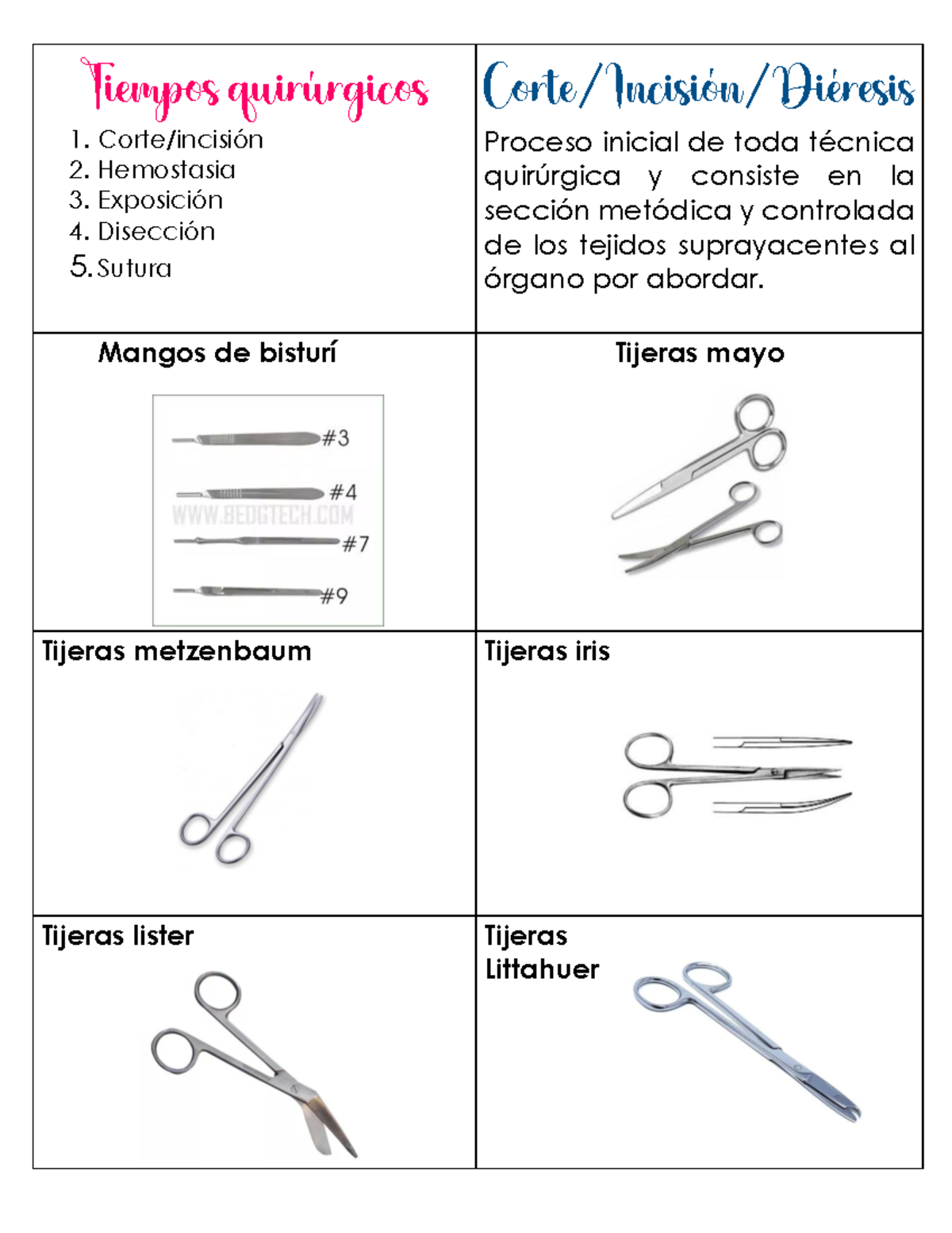 Material quirurgico - Imágenes complementarias - Tiempos quirúrgicos 1 ...
