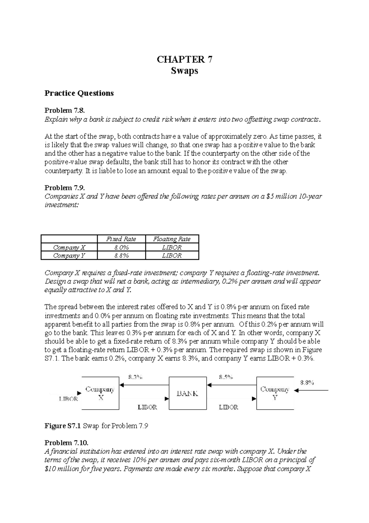 Chapter 7: Swaps and bonds PROBLEMS WITH SOLUTIONS - CHAPTER 7 Swaps ...