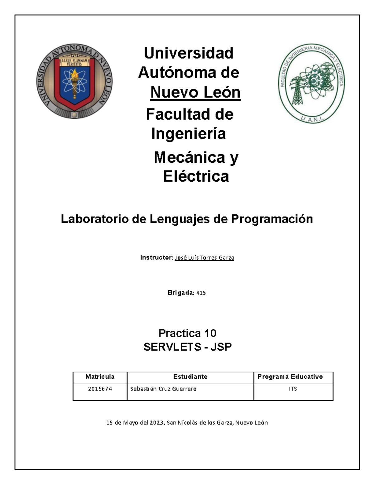 Practica 10 Laboratorio de Lenguajes de programación - Universidad ...