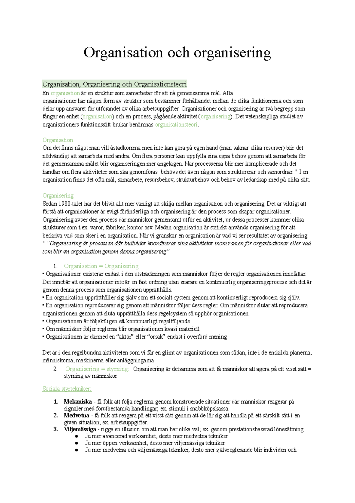 Organisation och organisering - Organisation och organisering ...