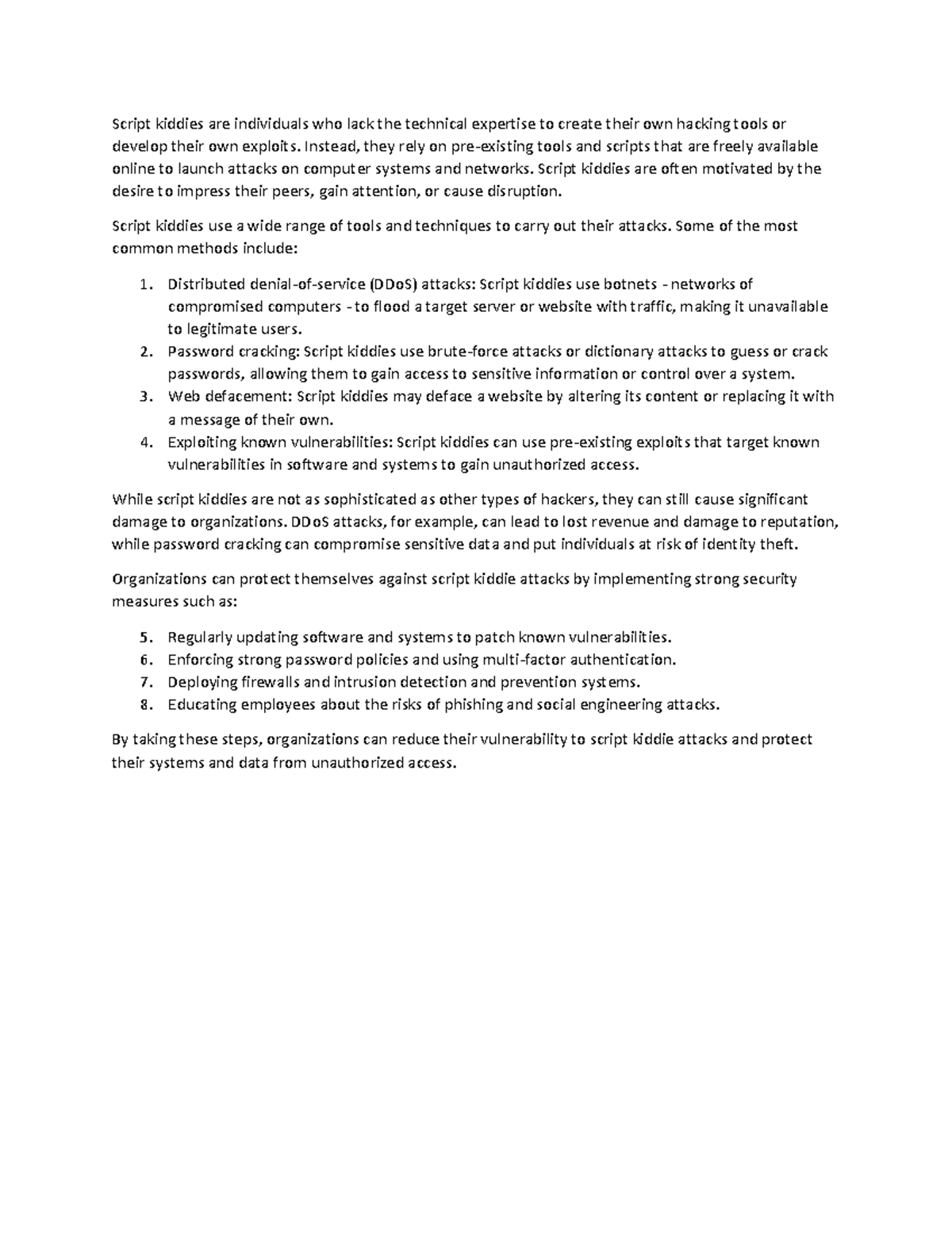 Document 27 (11) - Bob - Script kiddies are individuals who lack the ...