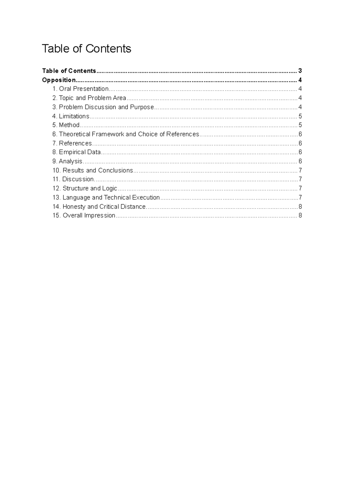Group 17 Opposition - Table of - Studocu