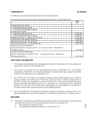 Assignment 1 - question - ACCOUNTING 1B Assignment 1 Companies ...