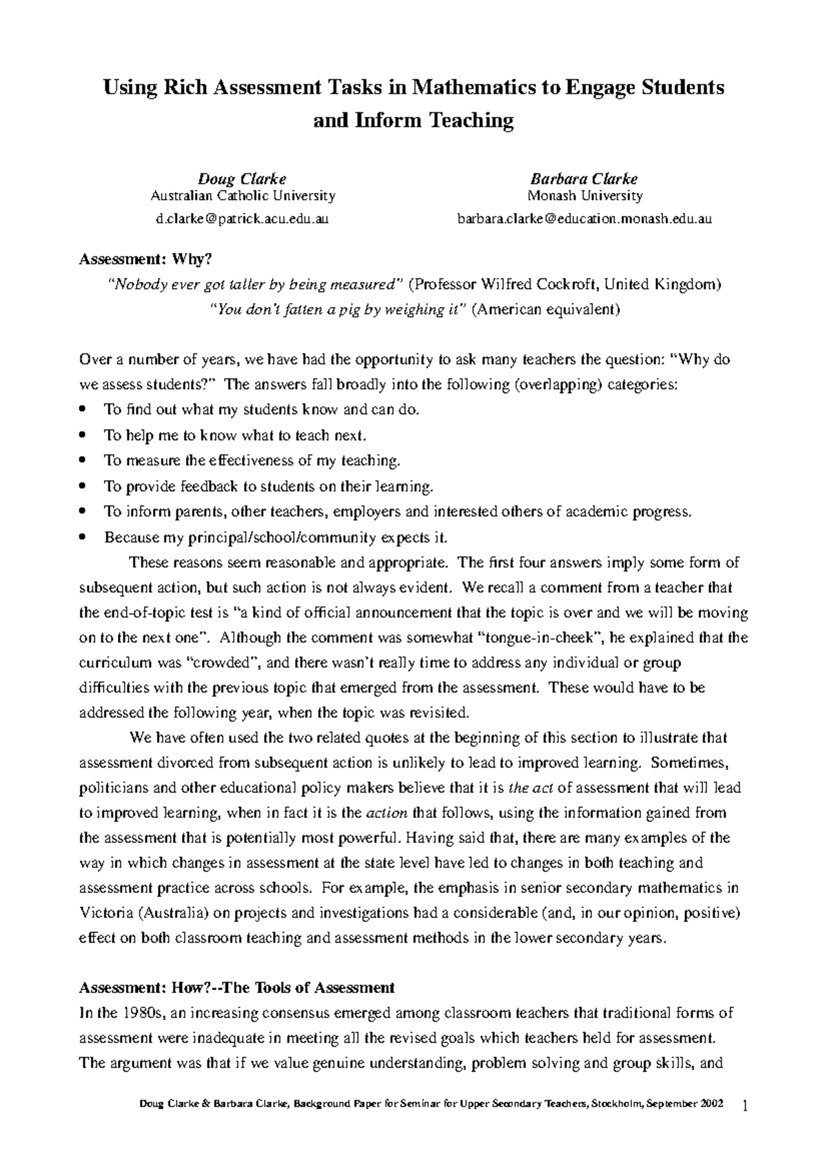 Using rich assessment tasks - Using Rich Assessment Tasks in ...