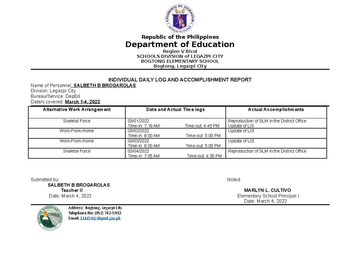 Accomplishment DEC - NONE - Department of Education Region V Bicol ...
