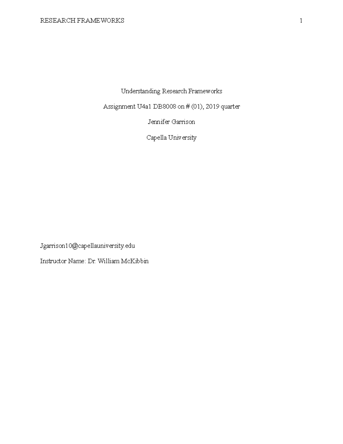 Research Frameworks - Understanding Research Frameworks Assignment U4a1 ...