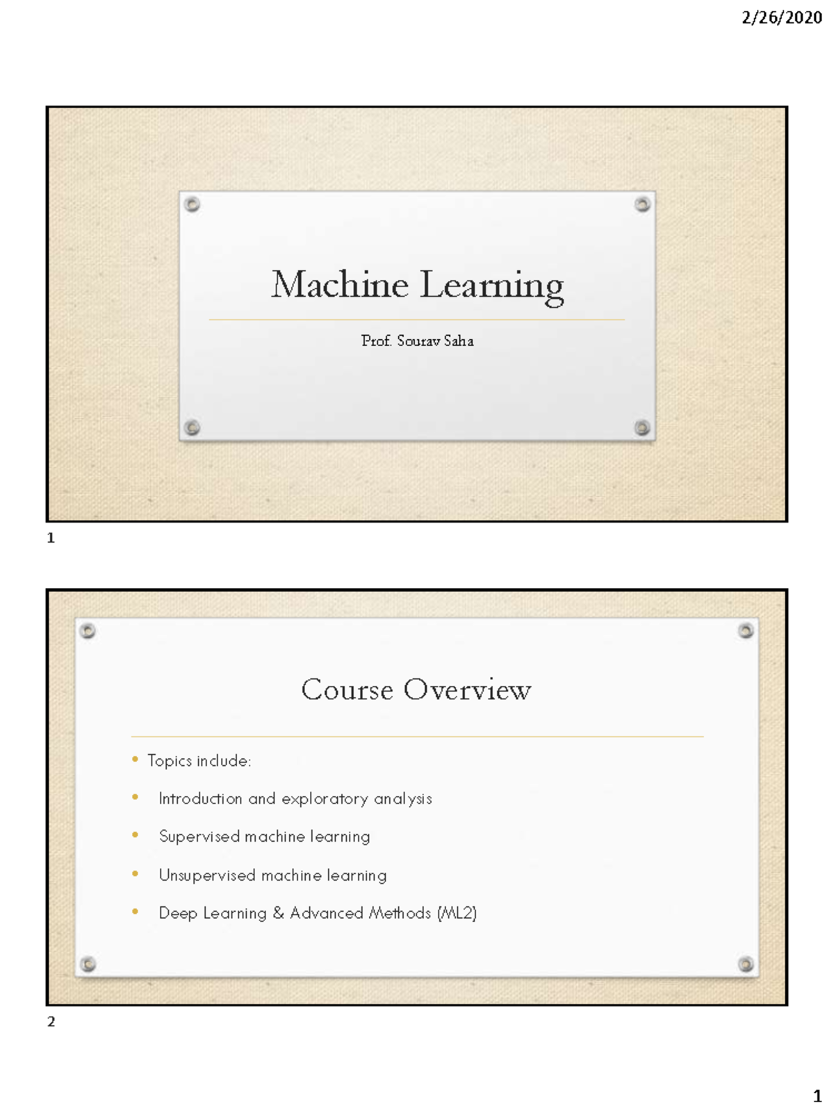 DS20-Introduction to ML-01 - Machine Learning Prof. Sourav Saha Course ...