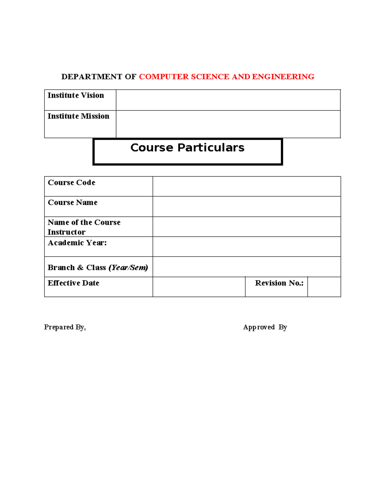 Lesson Plan Format -Theory - DEPARTMENT OF COMPUTER SCIENCE AND ...