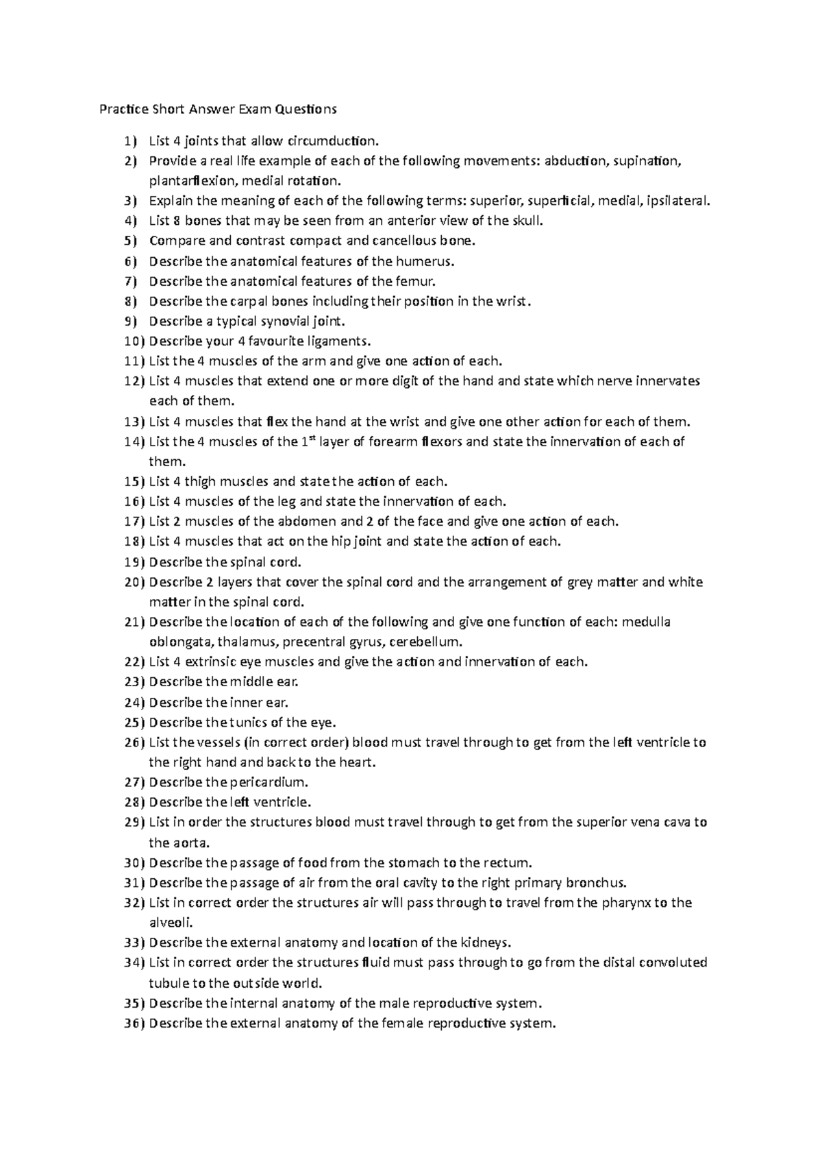 Practice Short Answer Exam Questions - Provide a real life example of ...