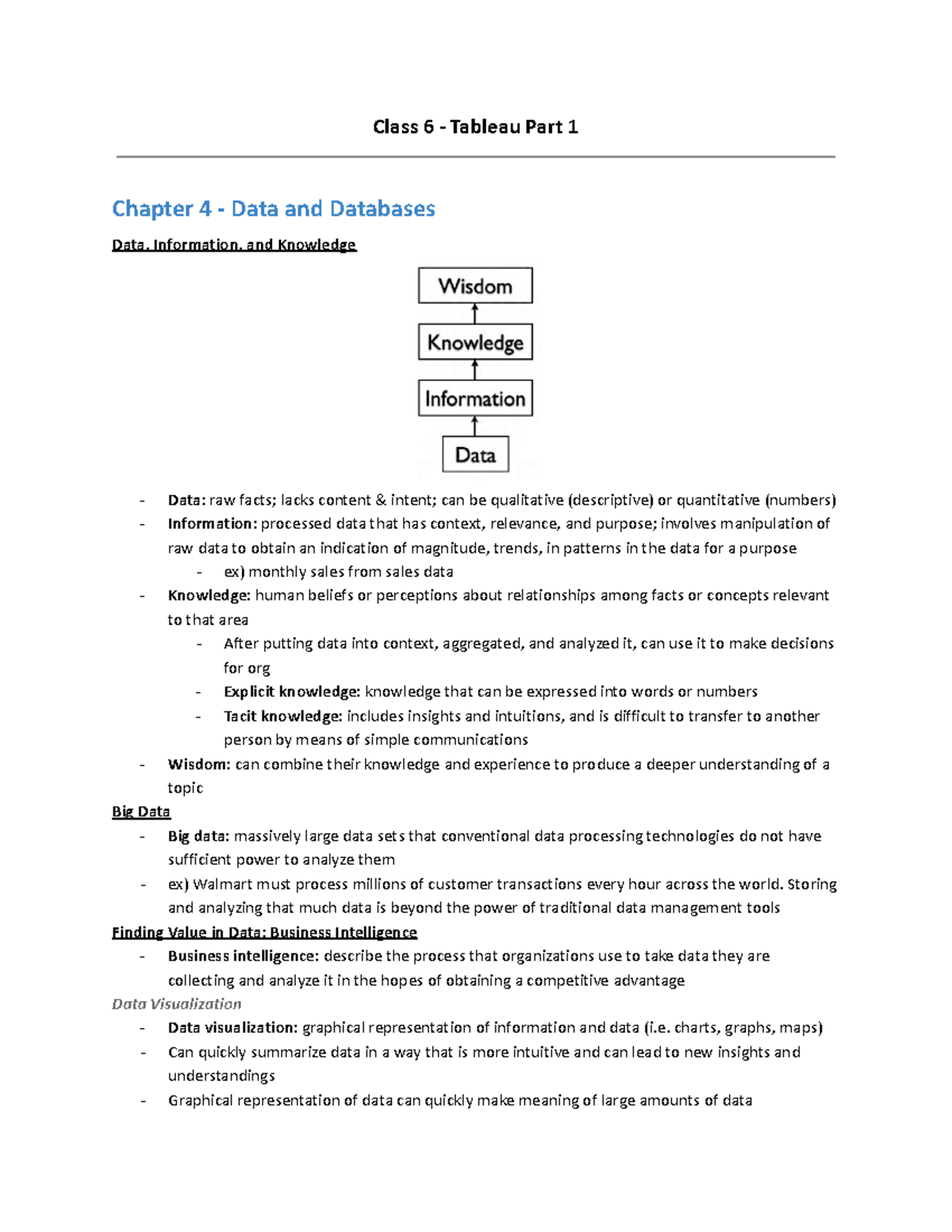 COMM 205 Notes - Class 6,8 - Tableau - Class 6 - Tableau Part 1 Chapter ...