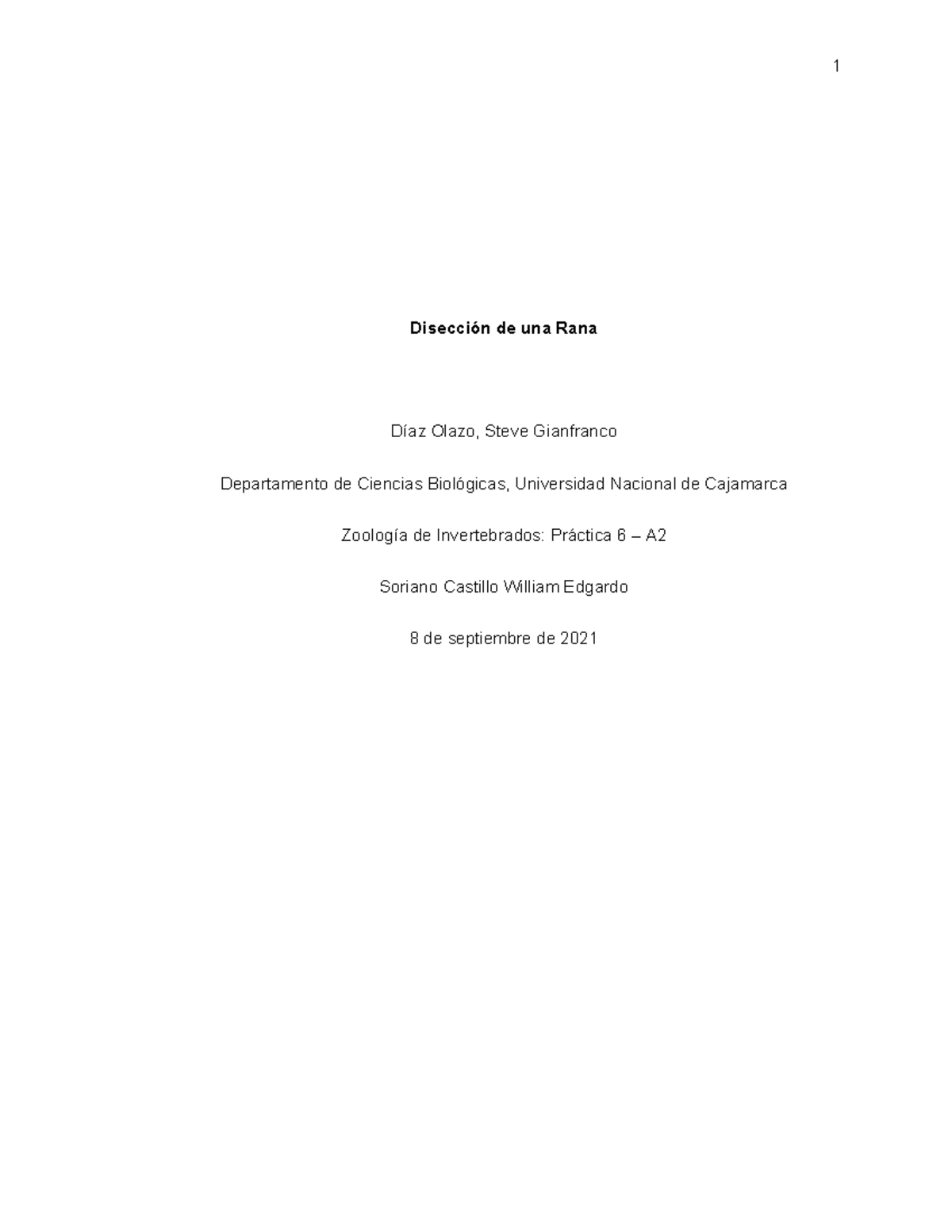 P6 Diseccion de Rana - Las ranas - 1 Disección de una Rana Díaz Olazo ...