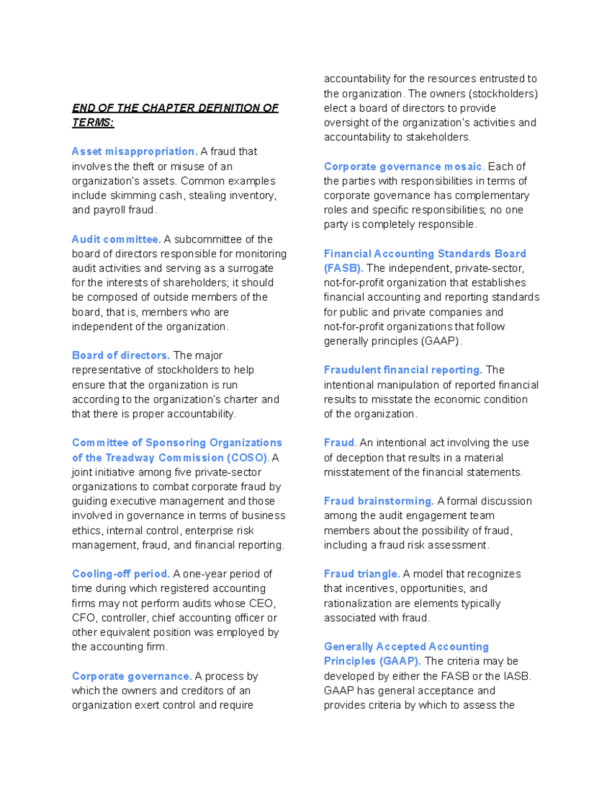Chpate 2 - notes in auditing - END OF THE CHAPTER DEFINITION OF TERMS ...