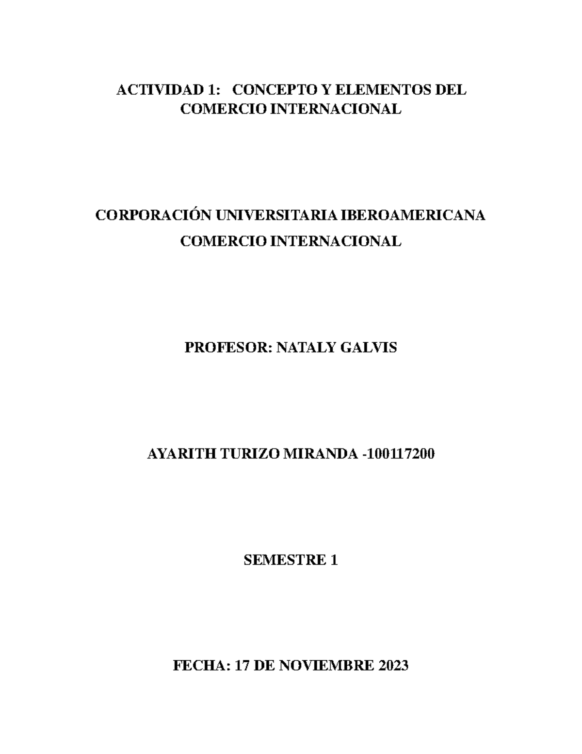 Actividad 1 Ayarith Turizo Miranda Comercio Internacional - ACTIVIDAD 1 ...