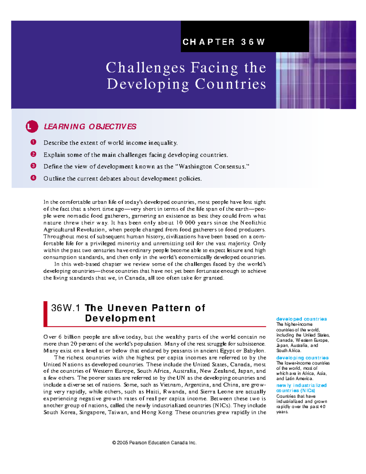 Challenges facing the developing countries - L LEARN IN G O BJECTIVES 1 ...