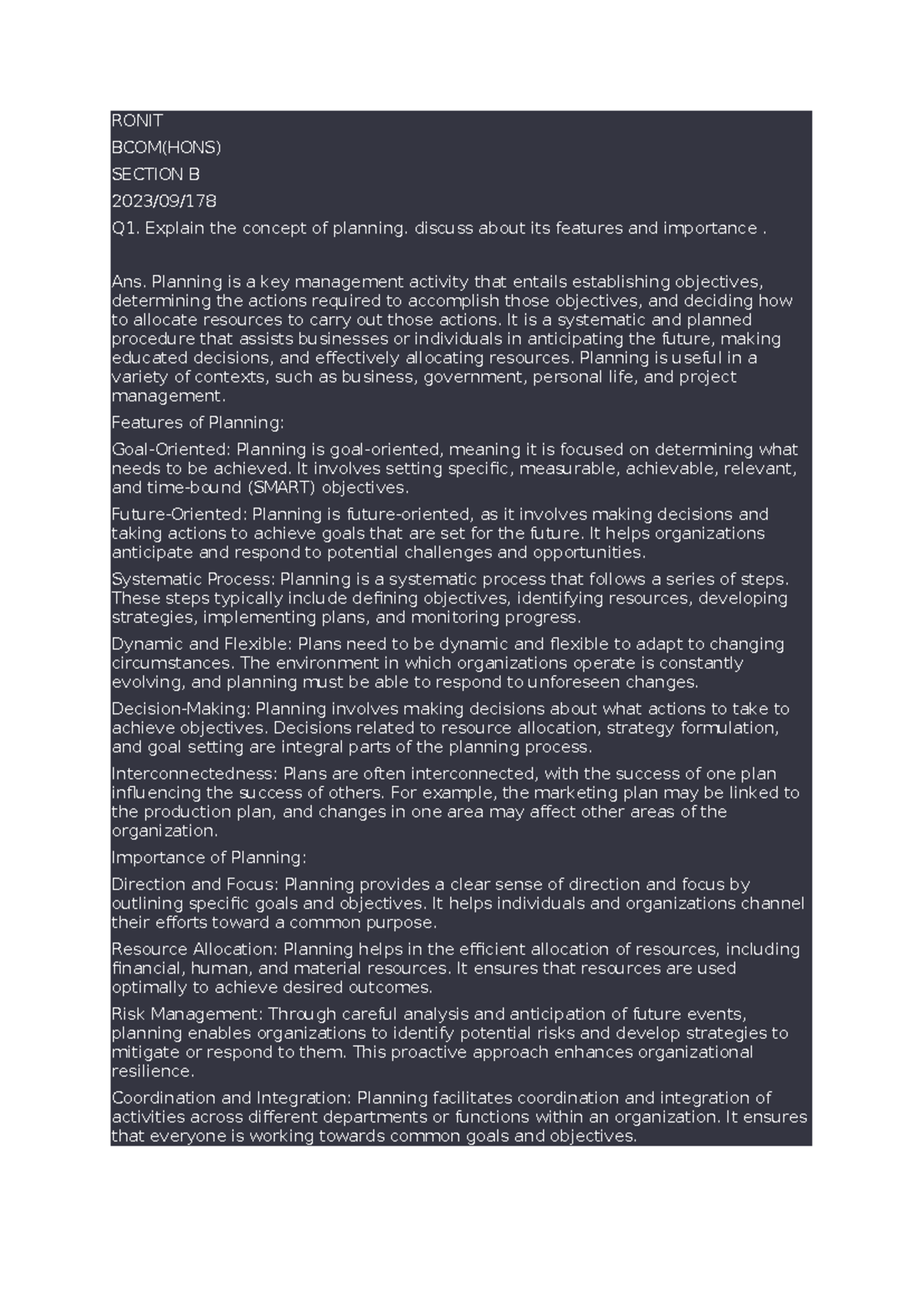 Mpa ass - assignment - RONIT BCOM(HONS) SECTION B 2023/09/ Q1. Explain ...