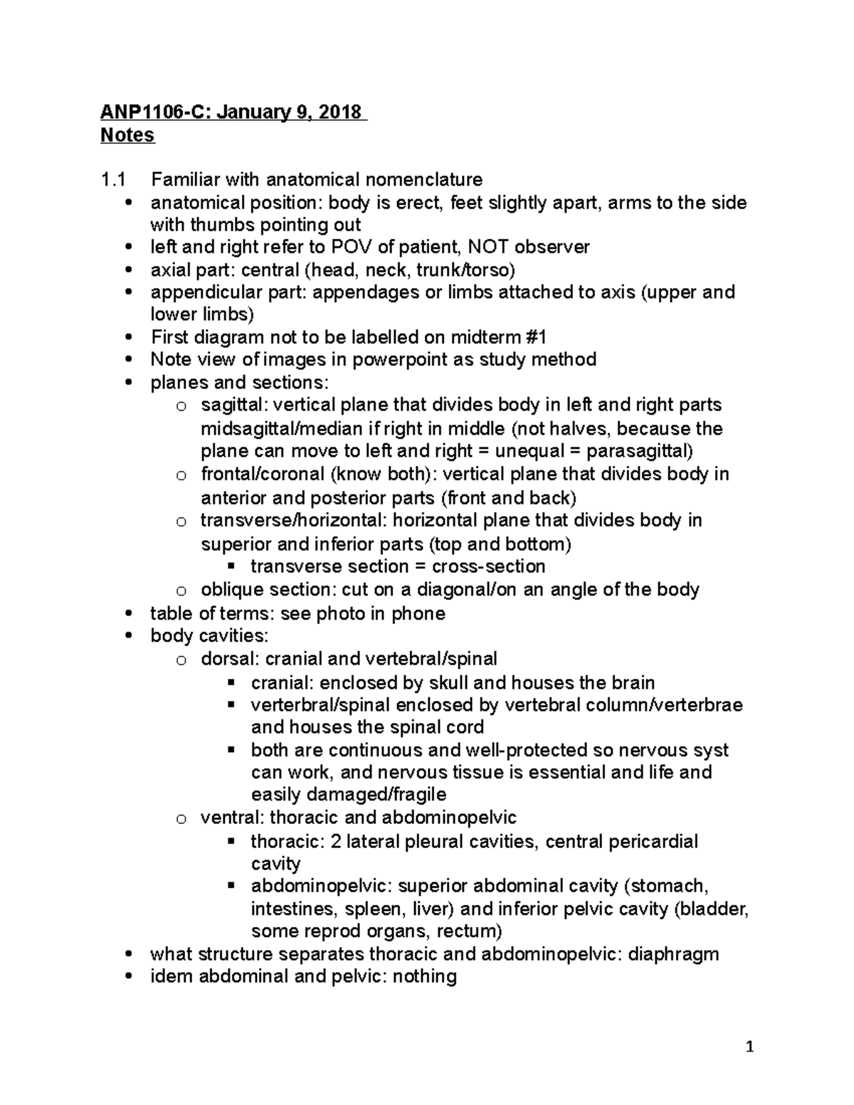 Lecture #1 - Anatomical Nomenclature and Integumentary System - ANP1106 ...
