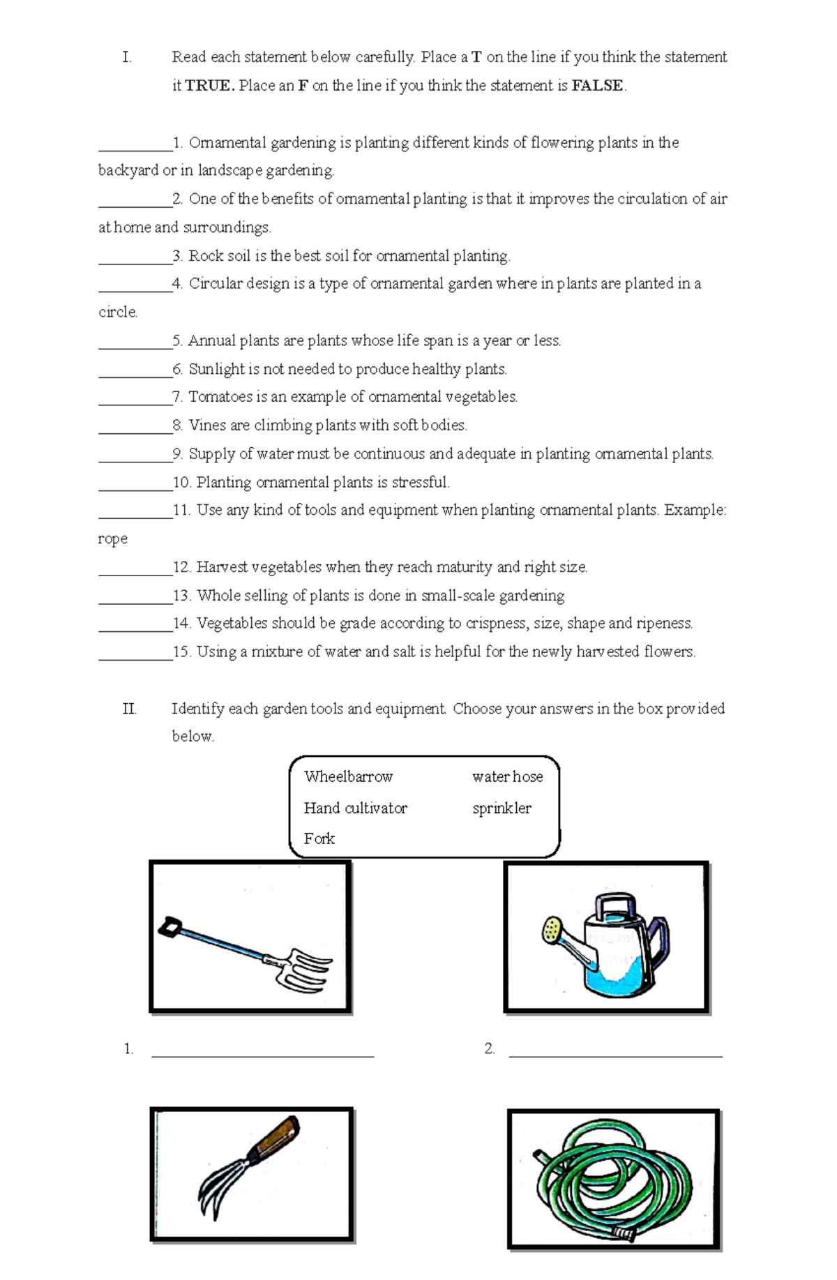 TLE 4 - exam materials 2nd qtr - I. Read each statement below carefully ...