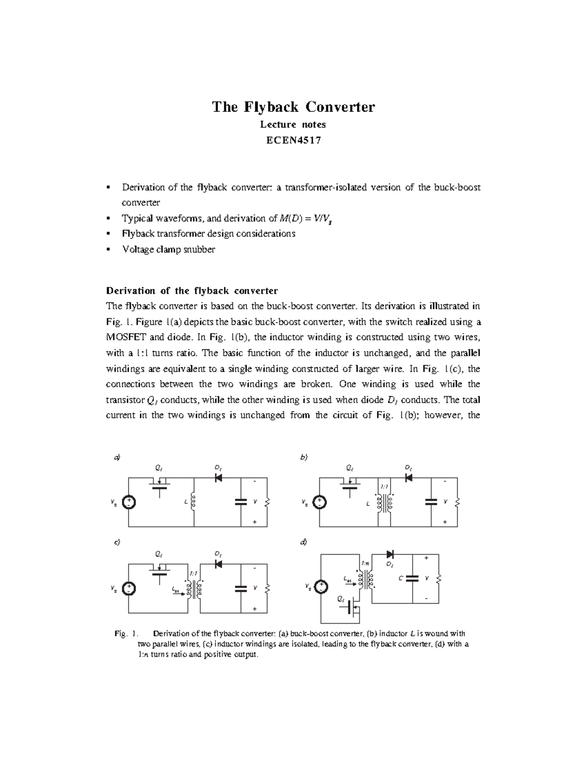Flyback - Its derivation is illustrated in Fig. 1. Figure 1(a) depicts ...