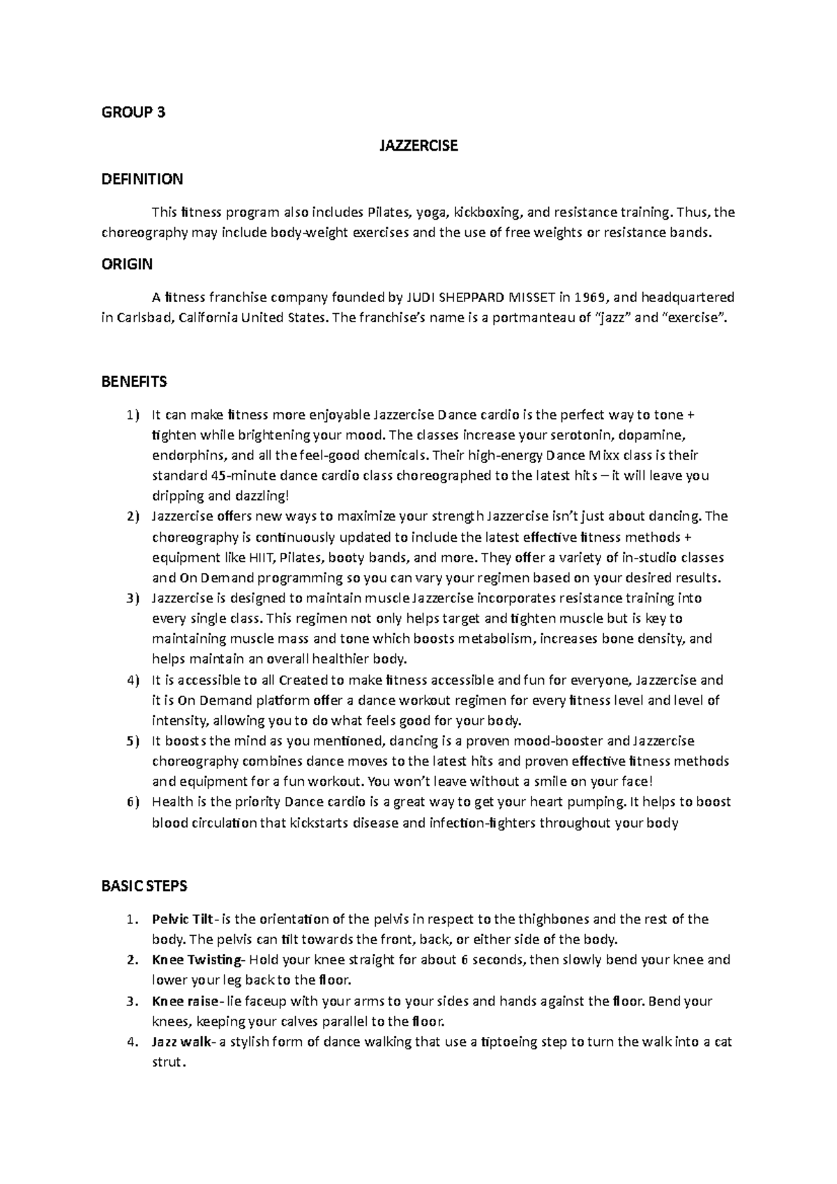 Group-3- Jazzercise - Nsnsjs - GROUP 3 JAZZERCISE DEFINITION This ...