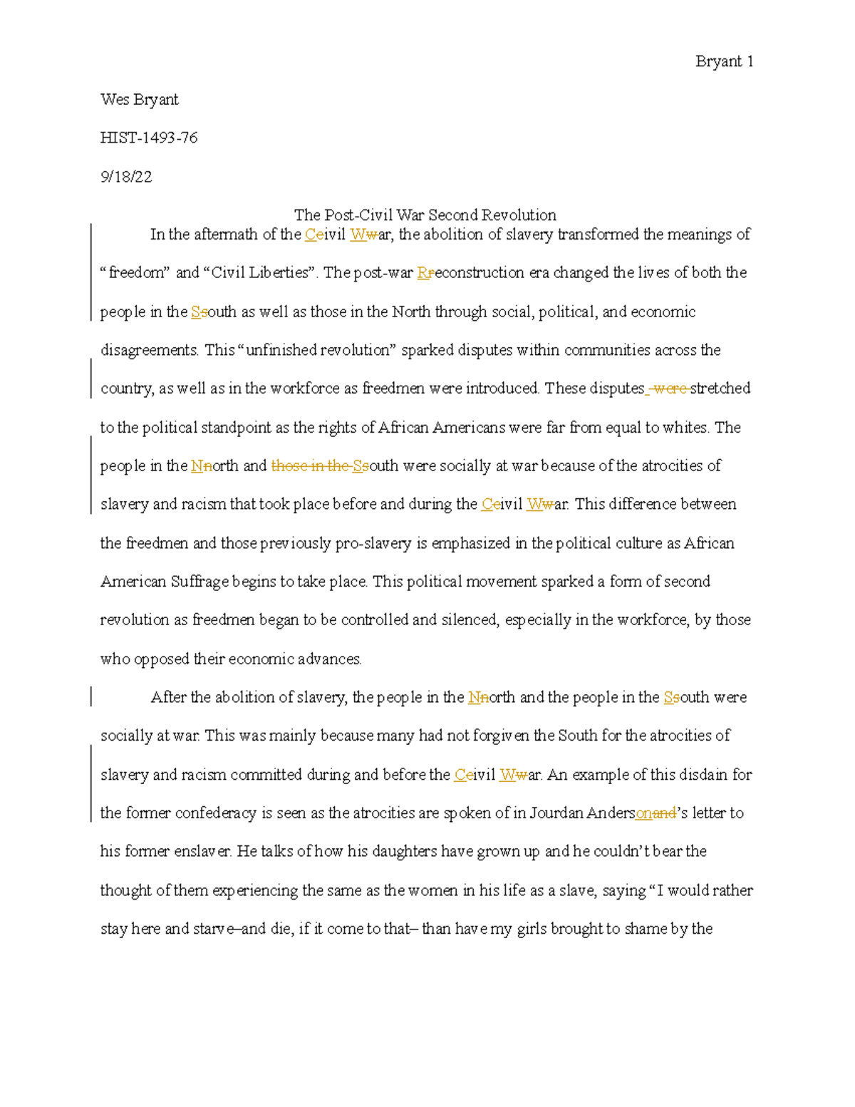 Bryant, Paper 1 BJF - Two Essays with two prompts from the first Unit ...