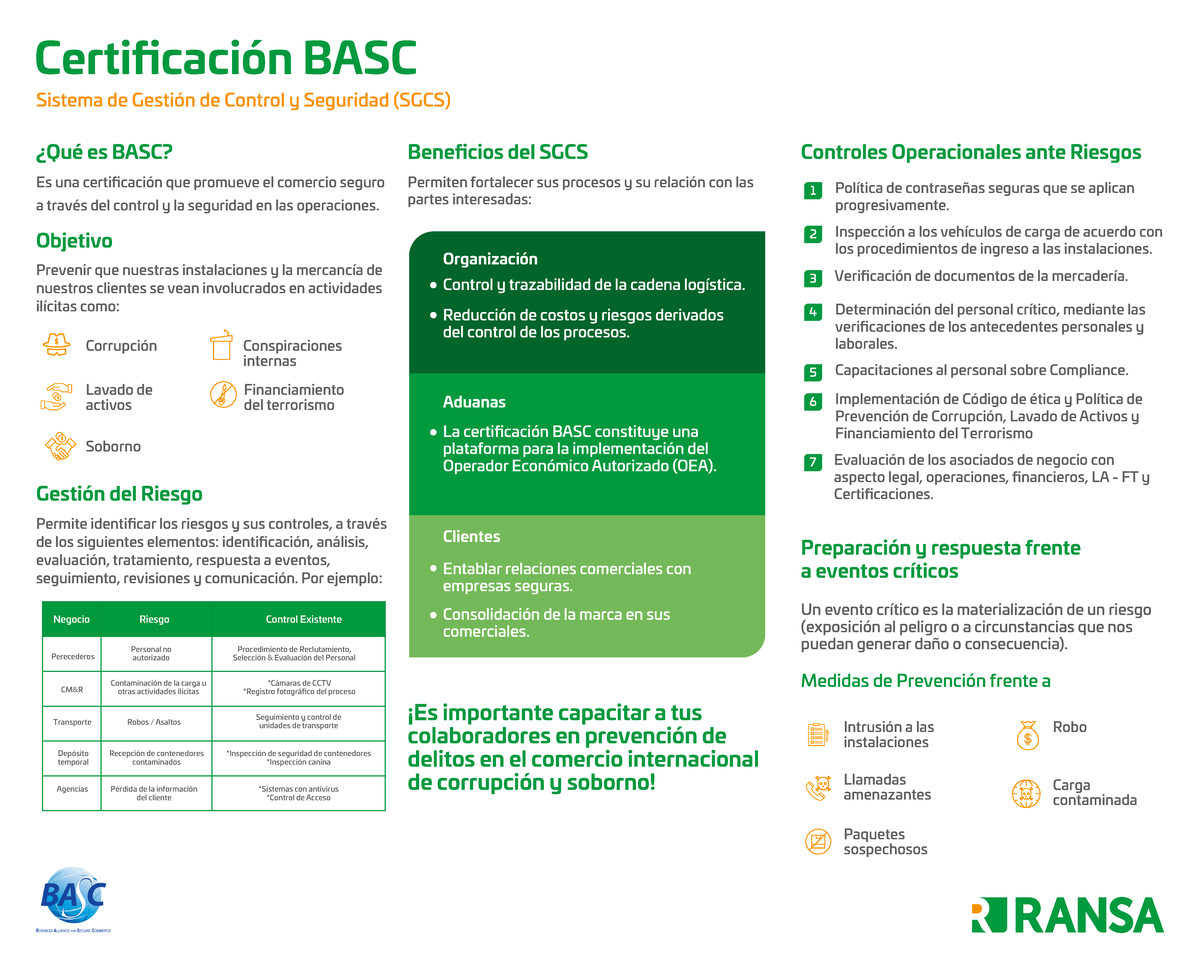Certificación-BASC-1 - Controles Operacionales ante Riesgos Preparación ...