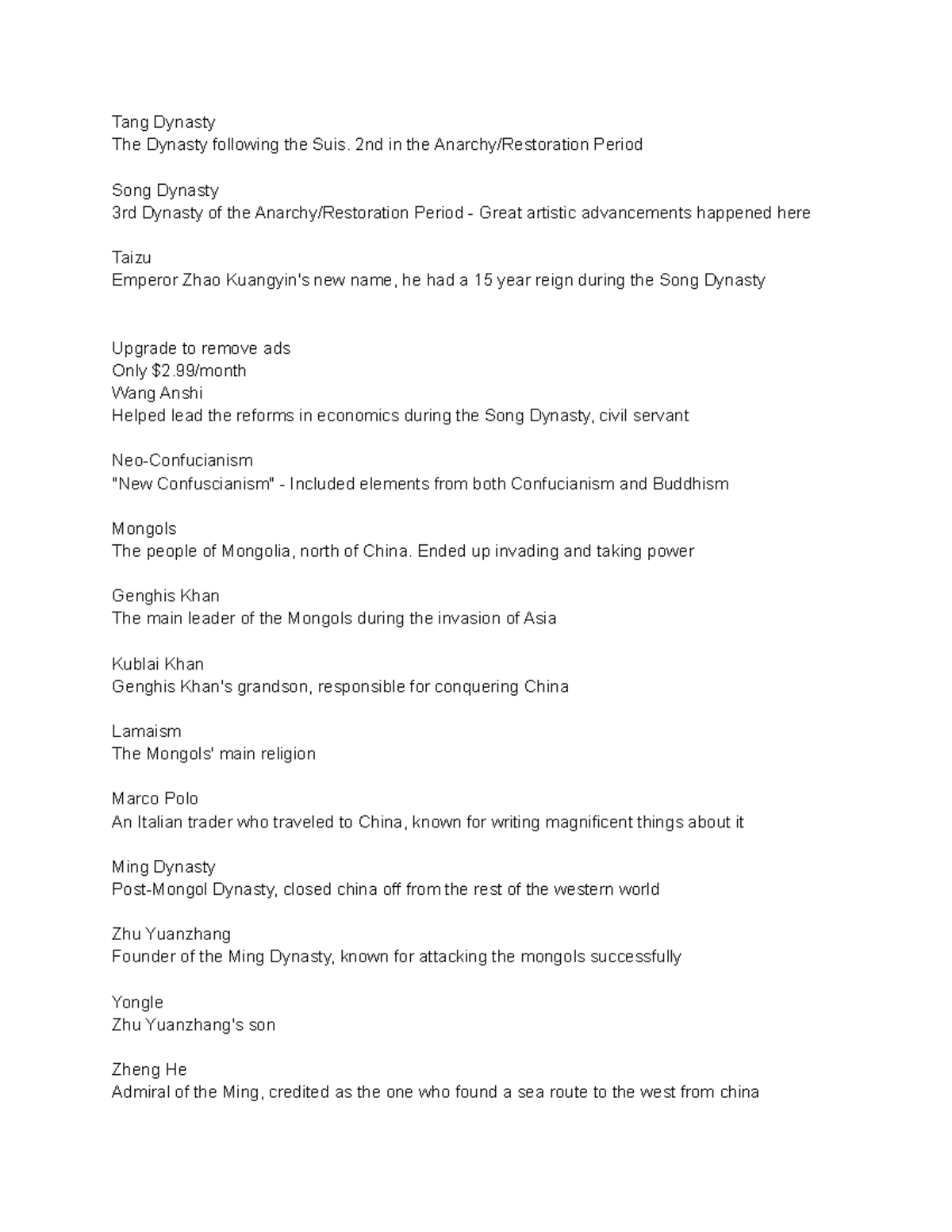 Asia History Study Guide 27 - Tang Dynasty The Dynasty following the ...