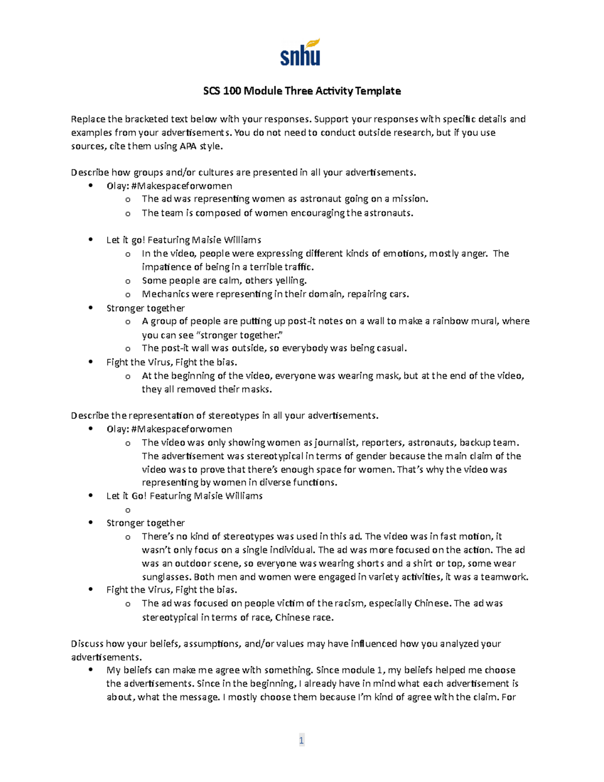 SCS 100 Module Three Activity Template - SCS 100 Module Three Activity ...