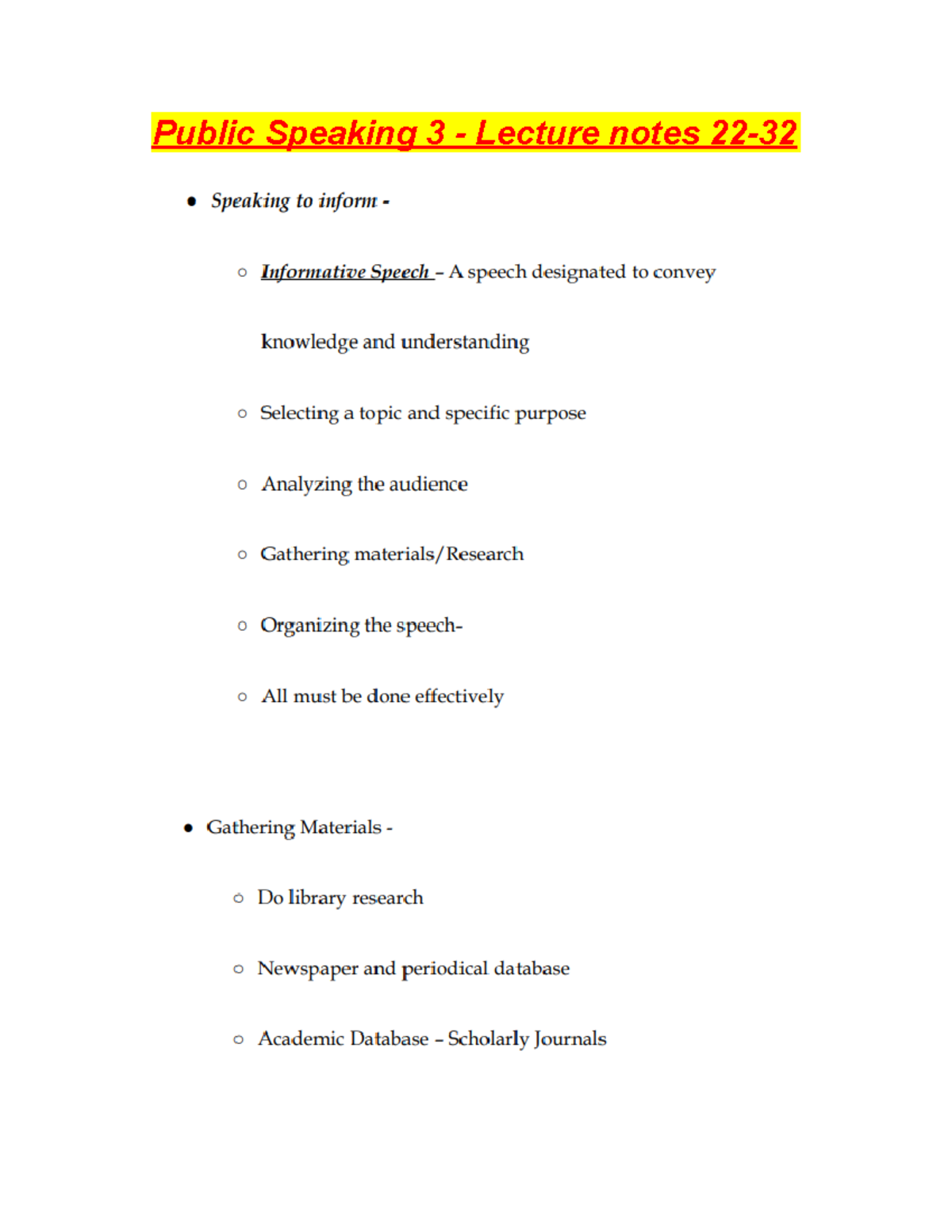 Public Speaking 3 - Lecture notes 22-32 - COMM 3003 - Studocu