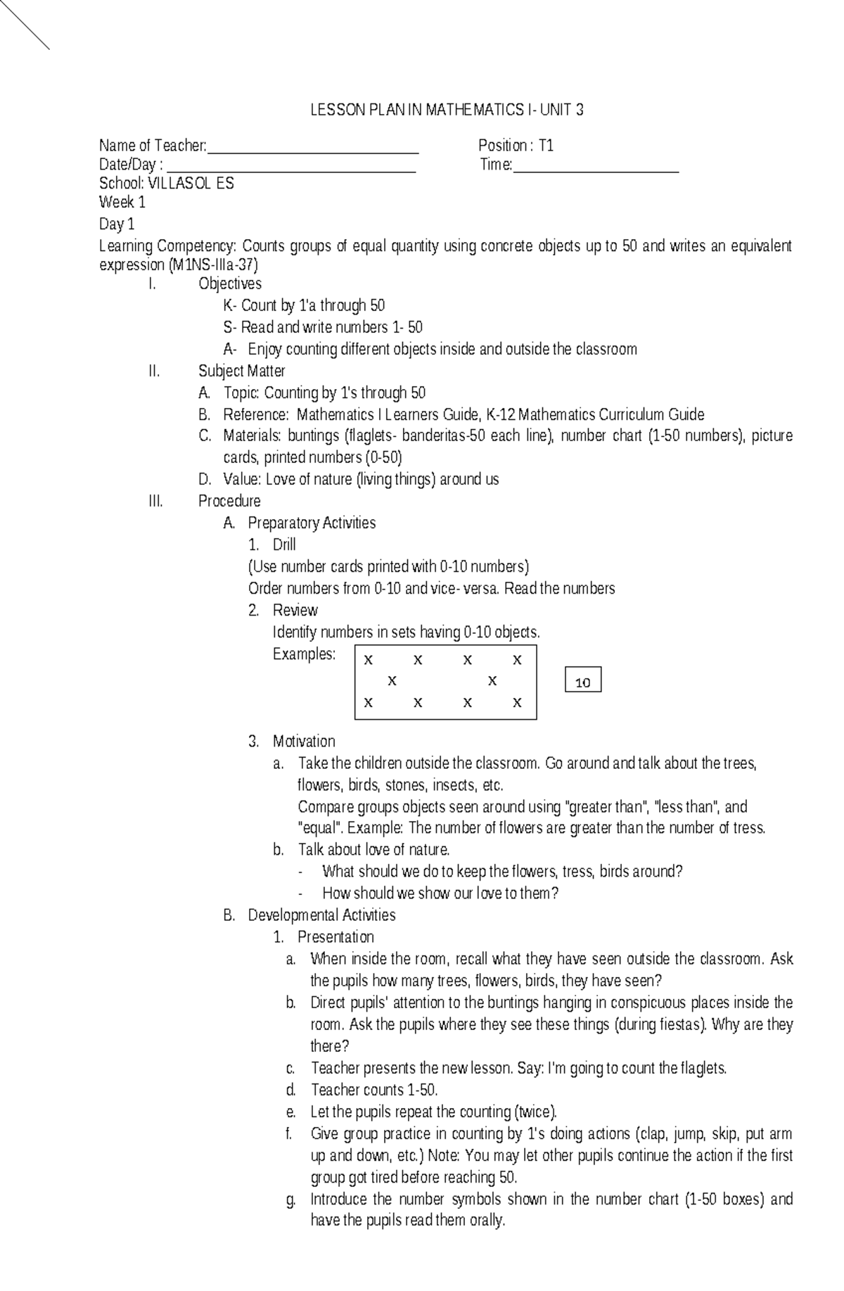 LP Math 3rd Q - NONE - LESSON PLAN IN MATHEMATICS I- UNIT 3 Name of ...