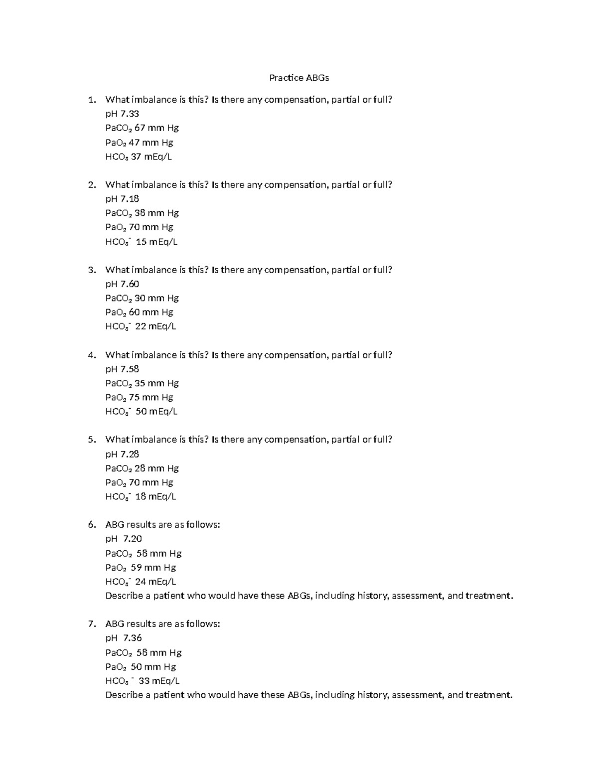 Practice ABGs from PPT - i wanted the free upload - Practice ABGs What ...