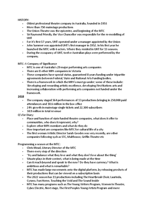 2023 DRAM10026 Subject Guide JUNE - Inside Look at the MTC - DRAM10026 ...