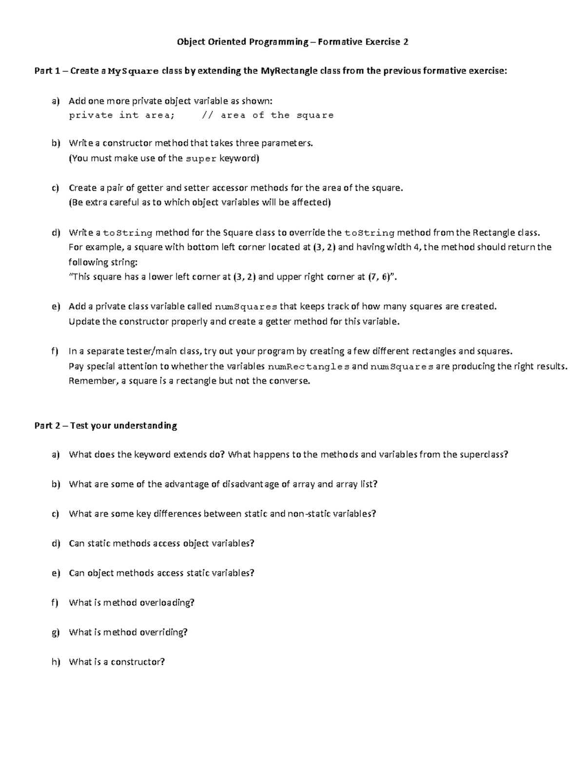 OOP Formative 2 - Test - Object Oriented Programming – Formative ...