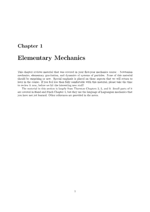 Mathematical Physics chapter - 3 - Classical Mechanics & Mathematical Methods In Physics - Studocu