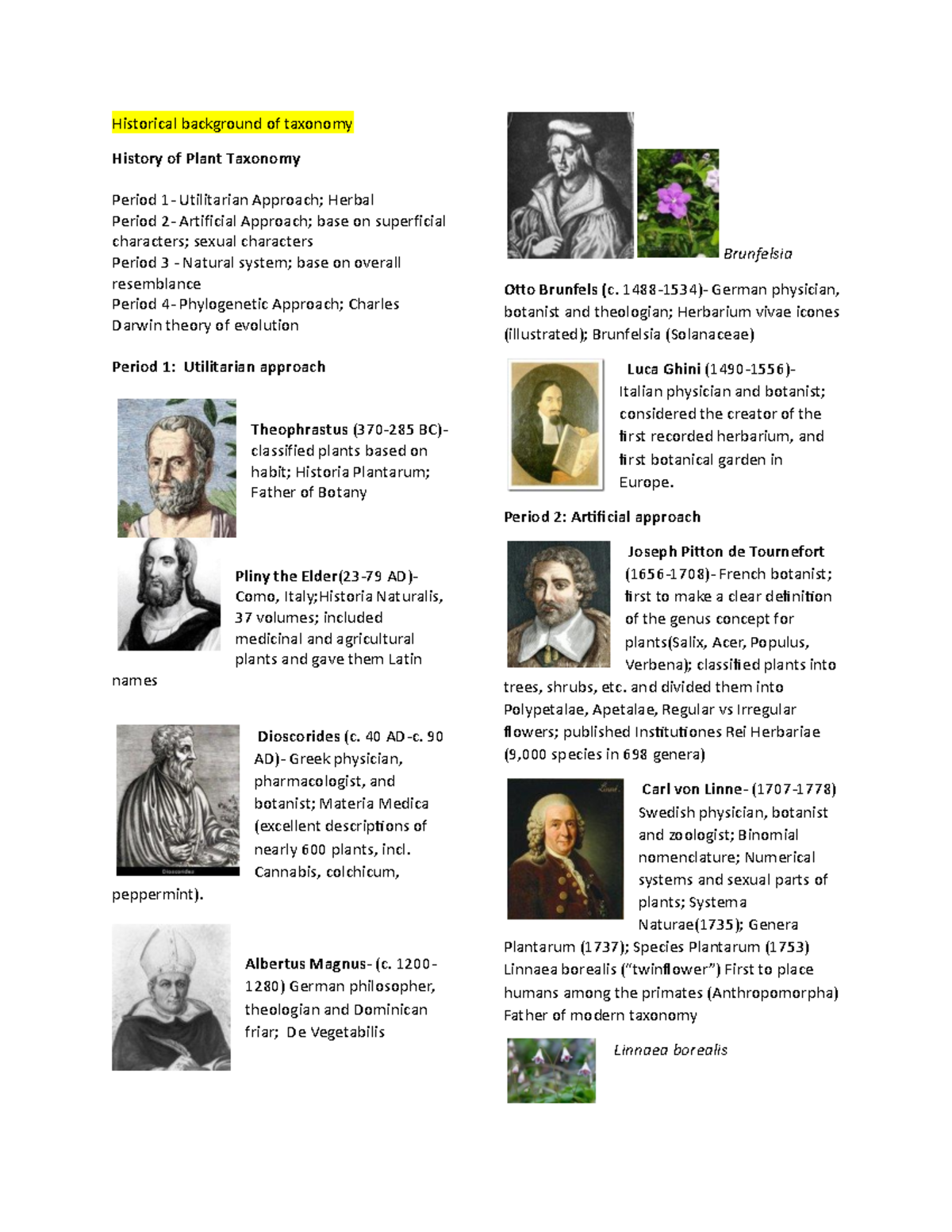 Historical background of taxonomy - Historical background of taxonomy ...