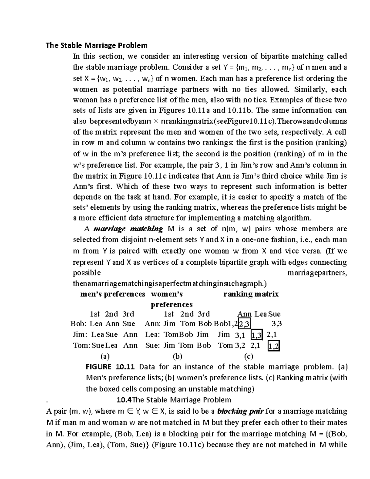 The Stable Marriage Problem - Consider a set Y = {m 1 , m 2 ,... , mn ...