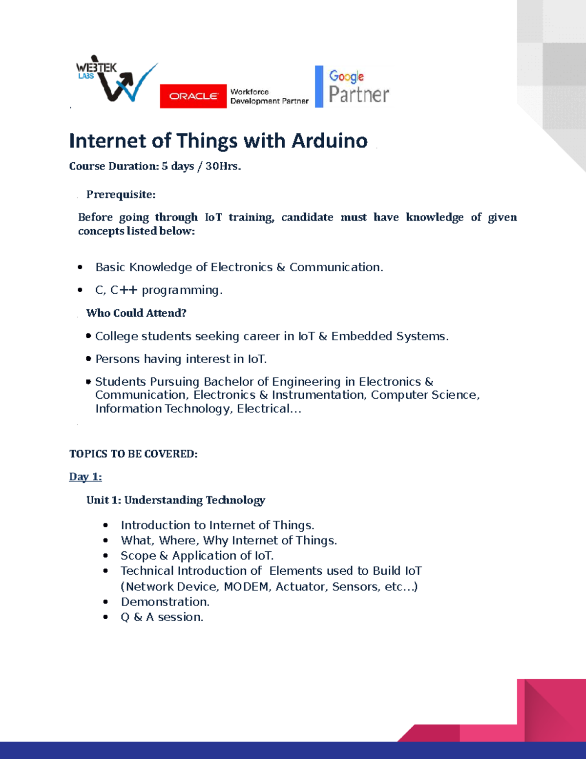 IOT with Arduino - 30Hrs TOC JIS - . Internet of Things with Arduino ...