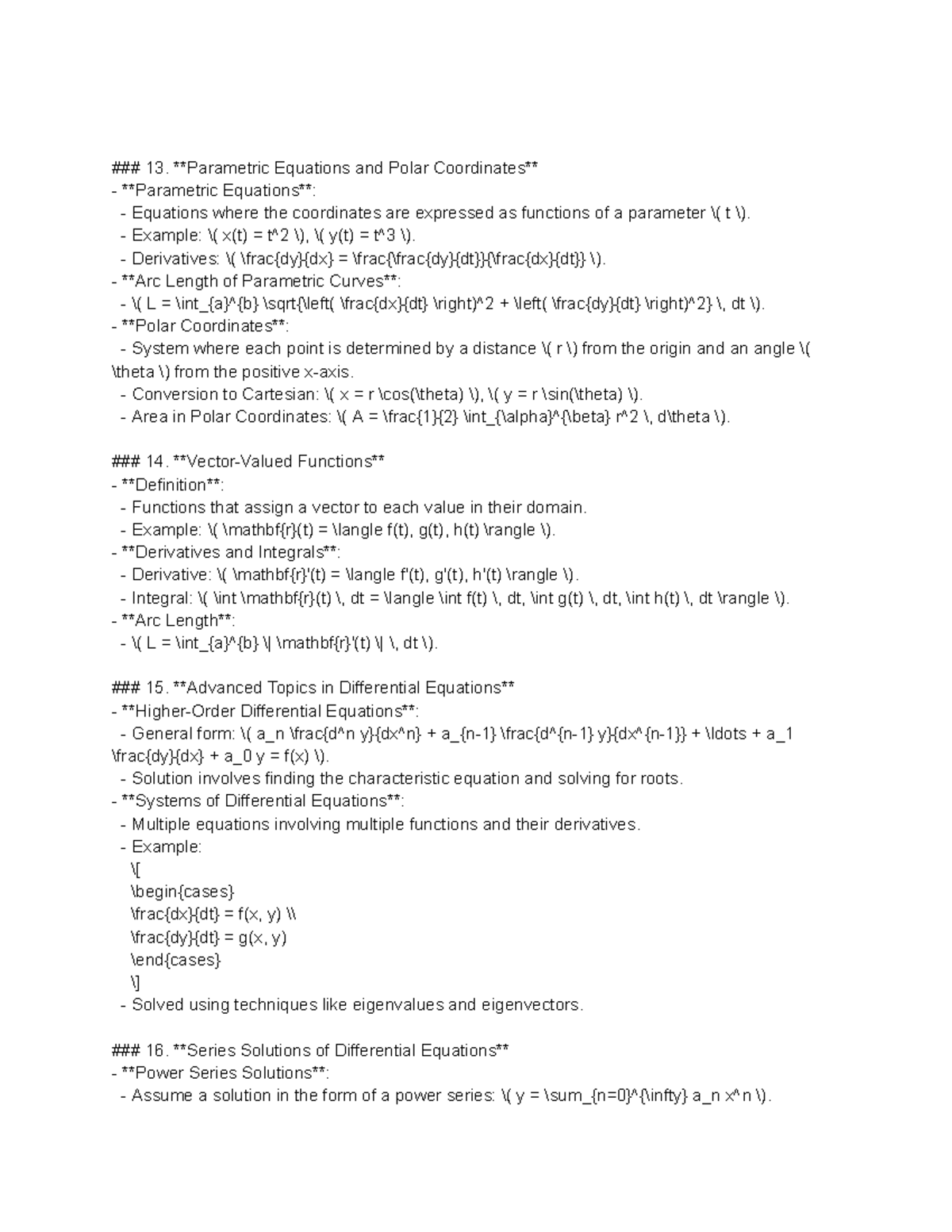 AP Calculus AB Advanced placement notes for high school 10th and 12th ...