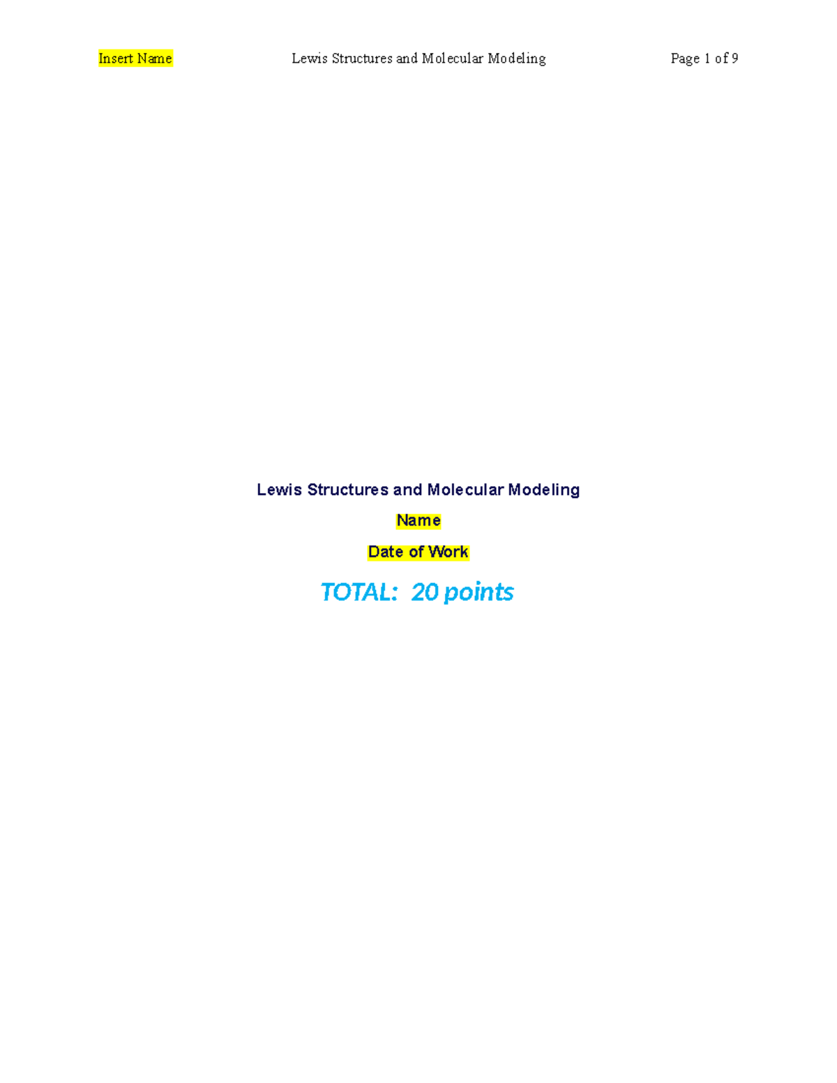 6a Molecular Modeling and Lewis Structure - Worksheet - Lewis Structures and Molecular Modeling ...