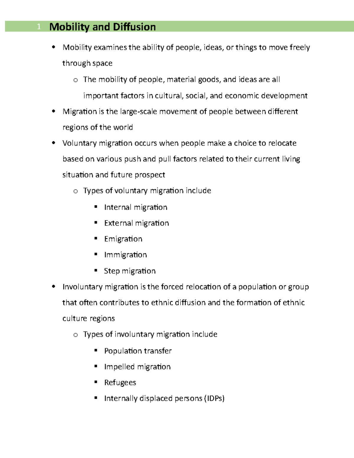 Mobility and Diffusion - Studocu